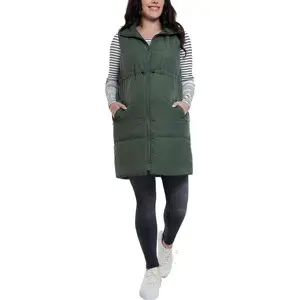 Motherhood Maternity Woven Sleeveless Puffer Vest - Olive