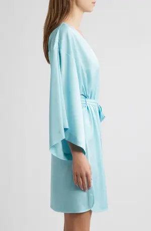 OPEN EDIT Get Ready With Me Satin Robe - Blue Aqua