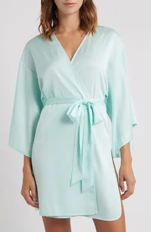 OPEN EDIT Get Ready With Me Satin Robe - Teal Fair