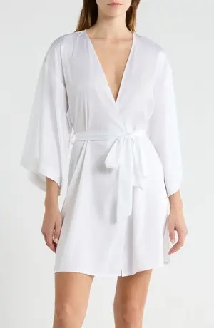 OPEN EDIT Get Ready With Me Satin Robe - White