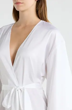 OPEN EDIT Get Ready With Me Satin Robe - White