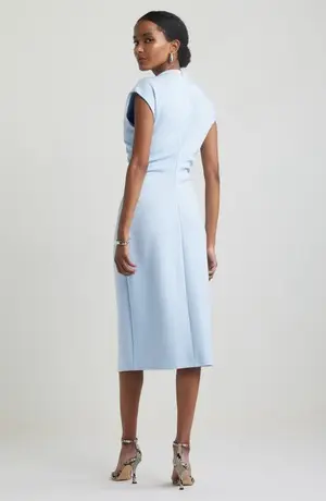 Nordstrom Ruched Funnel Neck Midi Dress - Blue Skyway