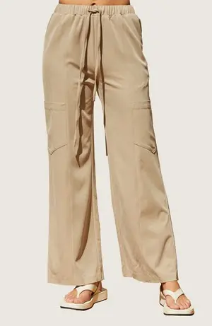CRESCENT Pull-on Tencel Blend Pants - Taupe
