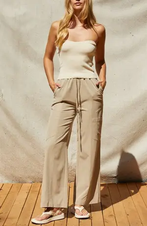 CRESCENT Pull-on Tencel Blend Pants - Taupe