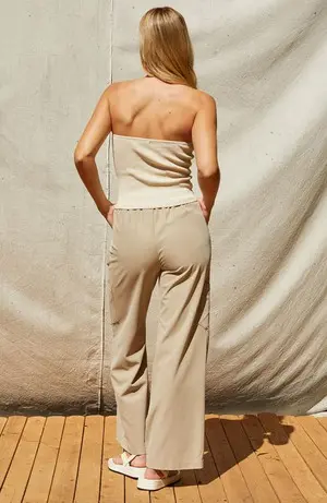 CRESCENT Pull-on Tencel Blend Pants - Taupe