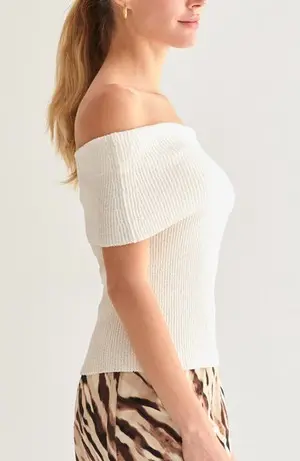 CRESCENT Off-the-shoulder Knit Top