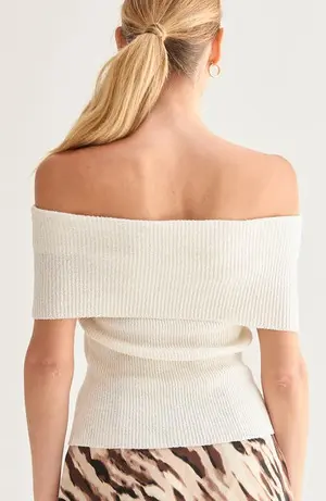 CRESCENT Off-the-shoulder Knit Top