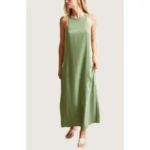 CRESCENT Back Twist Cupro Slip Maxi Dress