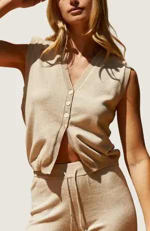 CRESCENT Knit Vest Top - Beige