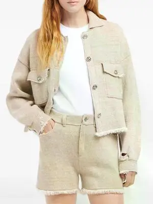 BARRIE Fine-knit Fringe-detail Shorts - Neutrals