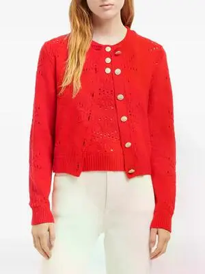 BARRIE Pointelle-motif Cardigan - Red