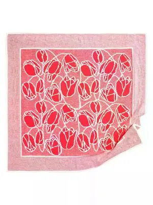 BARRIE Floral-motif Scarf - Red