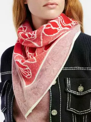 BARRIE Floral-motif Scarf - Red