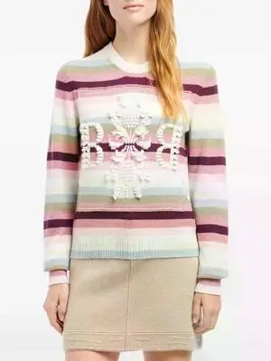 BARRIE 3d-logo Striped Cashmere Sweater