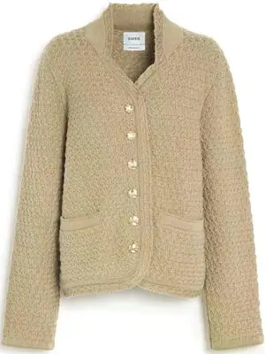 BARRIE Cashmere Tweed Cardigan - Green