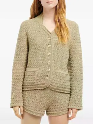 BARRIE Cashmere Tweed Cardigan - Green