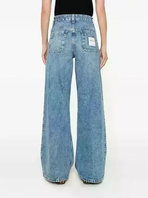 Sandro Faded Effect Straight Leg Jeans With Patch Pockets