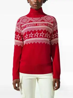 Perfect Moment Fair Isle Intarsia Knit Turtleneck Sweater - Red