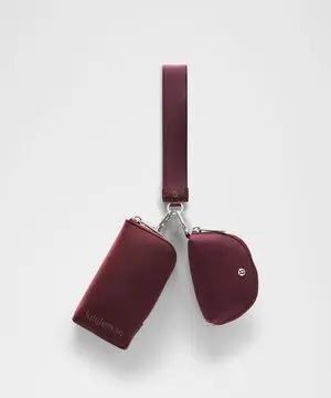 Lululemon Dual Pouch Wristlet - Burgundy Bay/burgundy Bay/silver