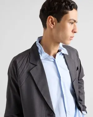 Prada Single-breasted Wool And Silk Jacket - Anthracite Gray
