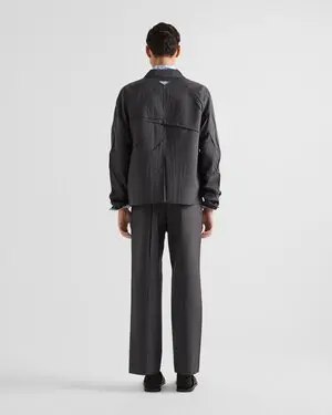 Prada Single-breasted Wool And Silk Jacket - Anthracite Gray