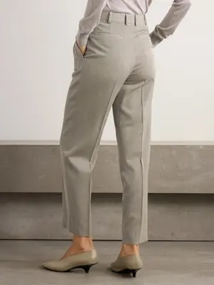 Loro Piana Hudson Cropped Pleated Wool Tapered Trousers