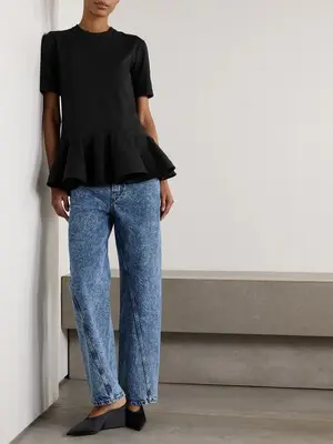 Alaïa Oversized Cotton-jersey T-shirt With Poplin Trim - Black