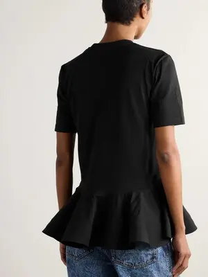 Alaïa Oversized Cotton-jersey T-shirt With Poplin Trim - Black