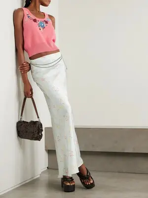 Rabanne Floral-print Satin Maxi Skirt - Multi