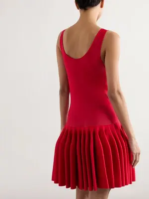 Alaïa Pleated Jersey And Stretch-knit Mini Dress - Red