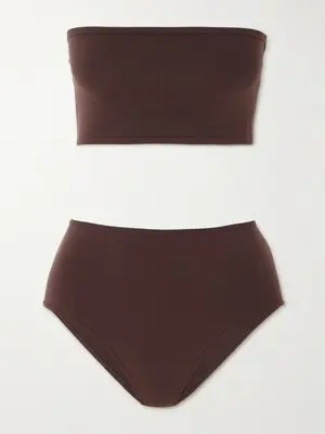 Alaïa Stretch-jersey Bandeau Bra And Briefs Set - Brown