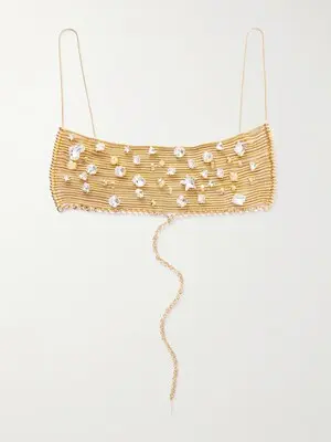 Alessandra Rich Tone Crystal Bralette