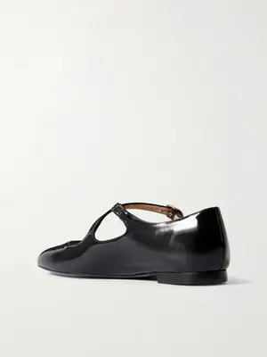 STUART WEITZMAN Clem Patent-leather Ballet Flats - Black