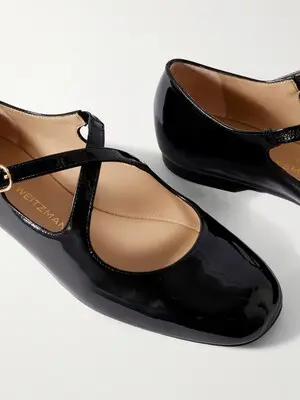 STUART WEITZMAN Clem Patent-leather Ballet Flats - Black