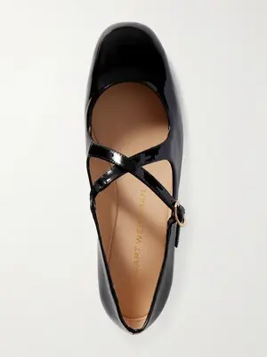 STUART WEITZMAN Clem Patent-leather Ballet Flats - Black