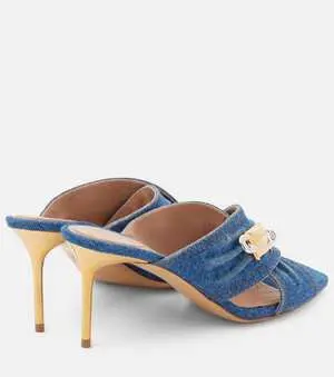 Balmain Embellished Denim Mules