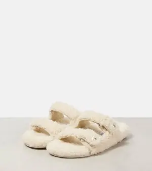 JIMMY CHOO Fayence Shearling Sandals