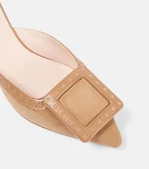 ROGER VIVIER Viv' In The City 45 Suede Mules - Brown