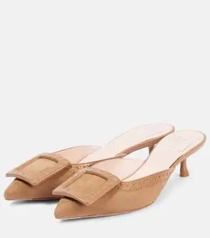 ROGER VIVIER Viv' In The City 45 Suede Mules - Brown