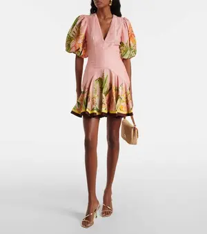 ALEMAIS Papaya Linen-blend Minidress
