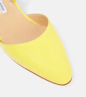 Manolo Blahnik Aspro 30 Patent Leather Slingback Pumps - Yellow