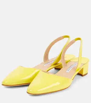 Manolo Blahnik Aspro 30 Patent Leather Slingback Pumps - Yellow