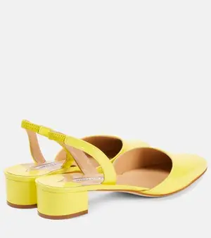 Manolo Blahnik Aspro 30 Patent Leather Slingback Pumps - Yellow