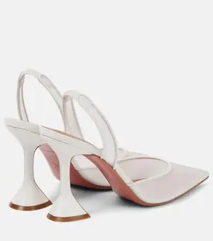 Amina Muaddi Holli Mesh Slingback Pumps - White