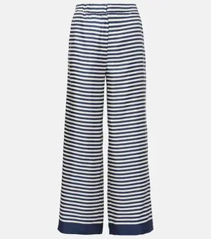 Max Mara Nine Striped Silk Wide-leg Pants