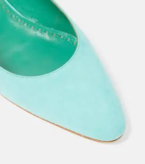 Manolo Blahnik Sawra 10 Suede Slingback Flats