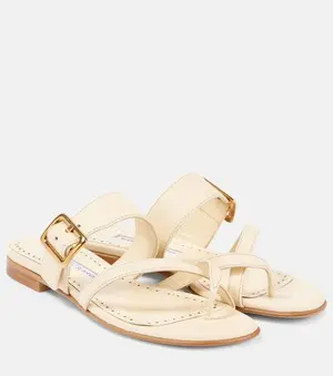 Manolo Blahnik Thalusa 10 Leather Sandals