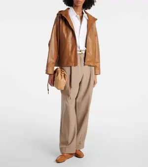 YVES SALOMON Hooded Leather Jacket