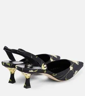 Manolo Blahnik Carolyne 50 Floral Slingback Pumps