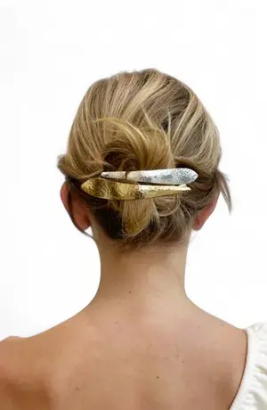 FICCARE Maximas Leaf Hammered Hair Clip - Silver Leaf